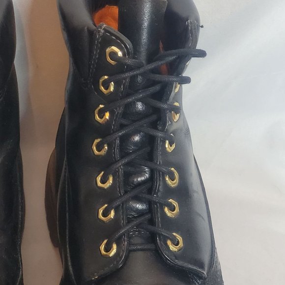 Timberland | Shoes | Timberland Leather Work Boots Black Brown Soles ...